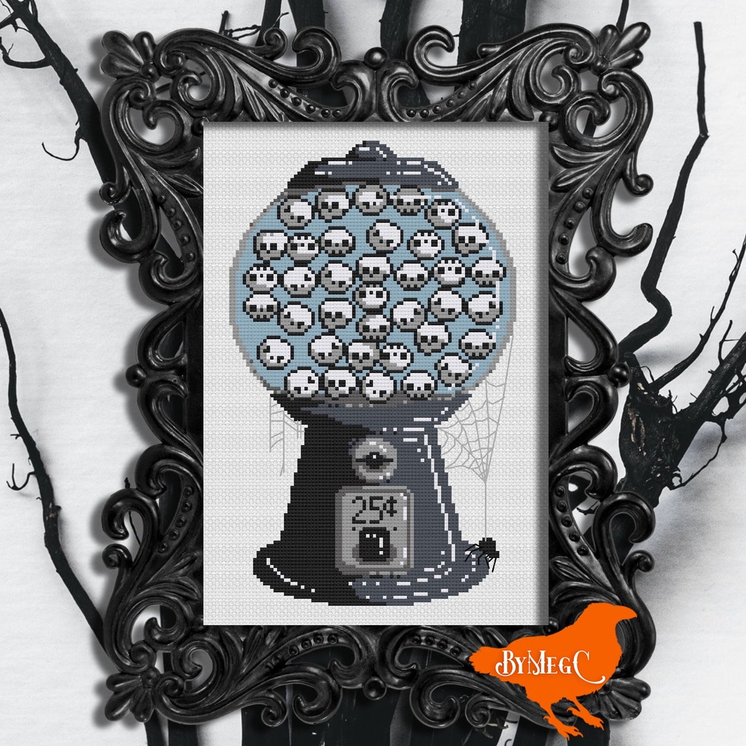Gothic Skull Gumball Machine Counted Cross Stitch Pattern, Xstitch ...