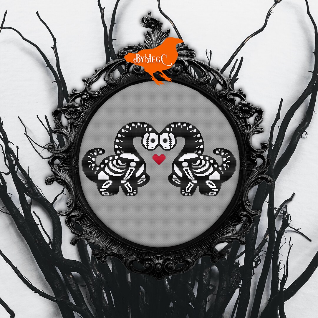 Skeleton Brontosaurus Heart, Instant Download Counted Cross Stitch PDF ...