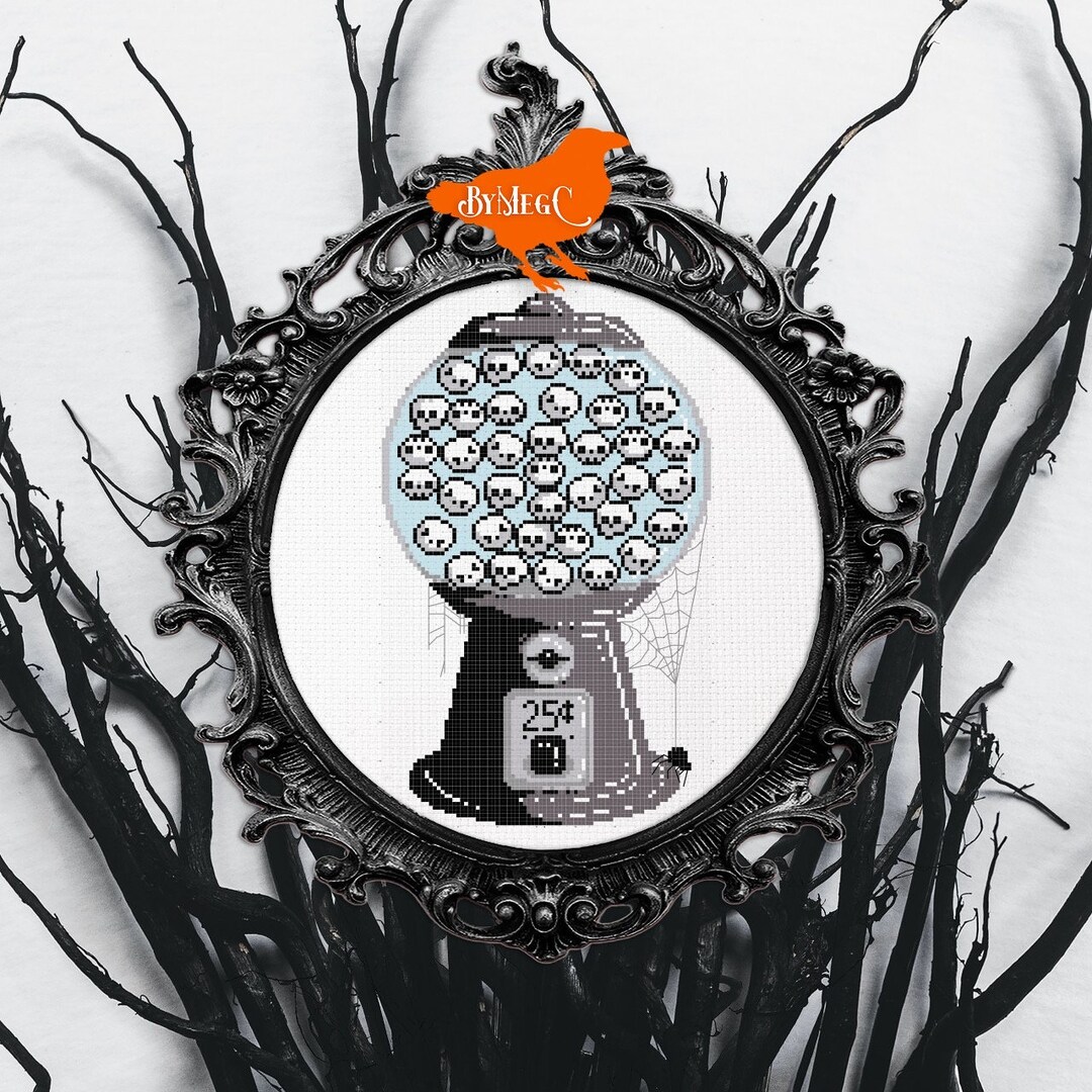 Gothic Skull Gumball Machine Counted Cross Stitch Pattern - Etsy