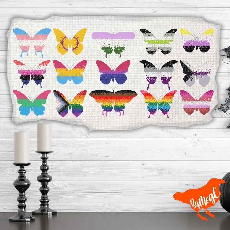 LGBTQ Pride Butterflies Cross Stitch Pattern Instant PDF | Etsy