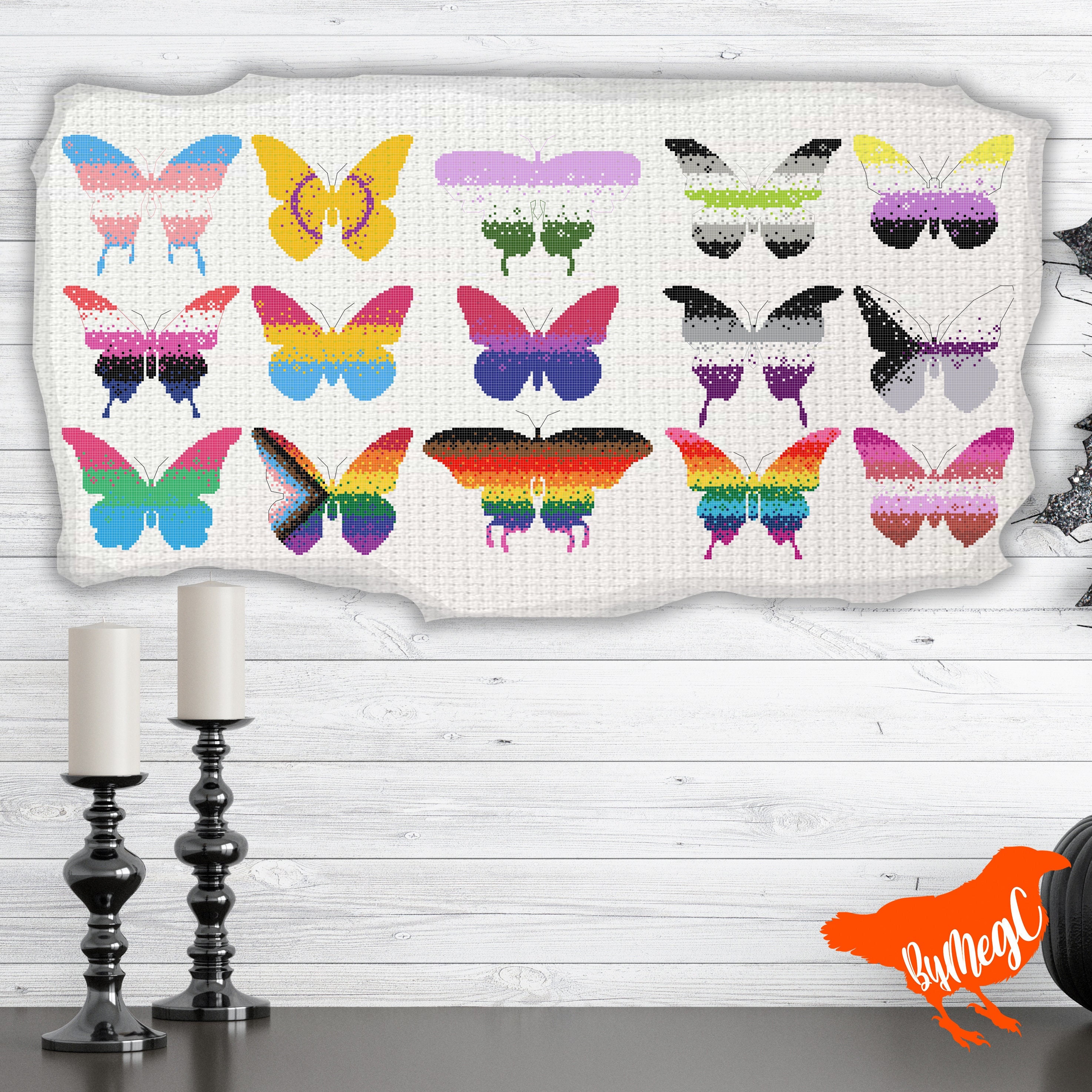 LGBTQ Pride Butterflies Cross Stitch Pattern Instant PDF - Etsy