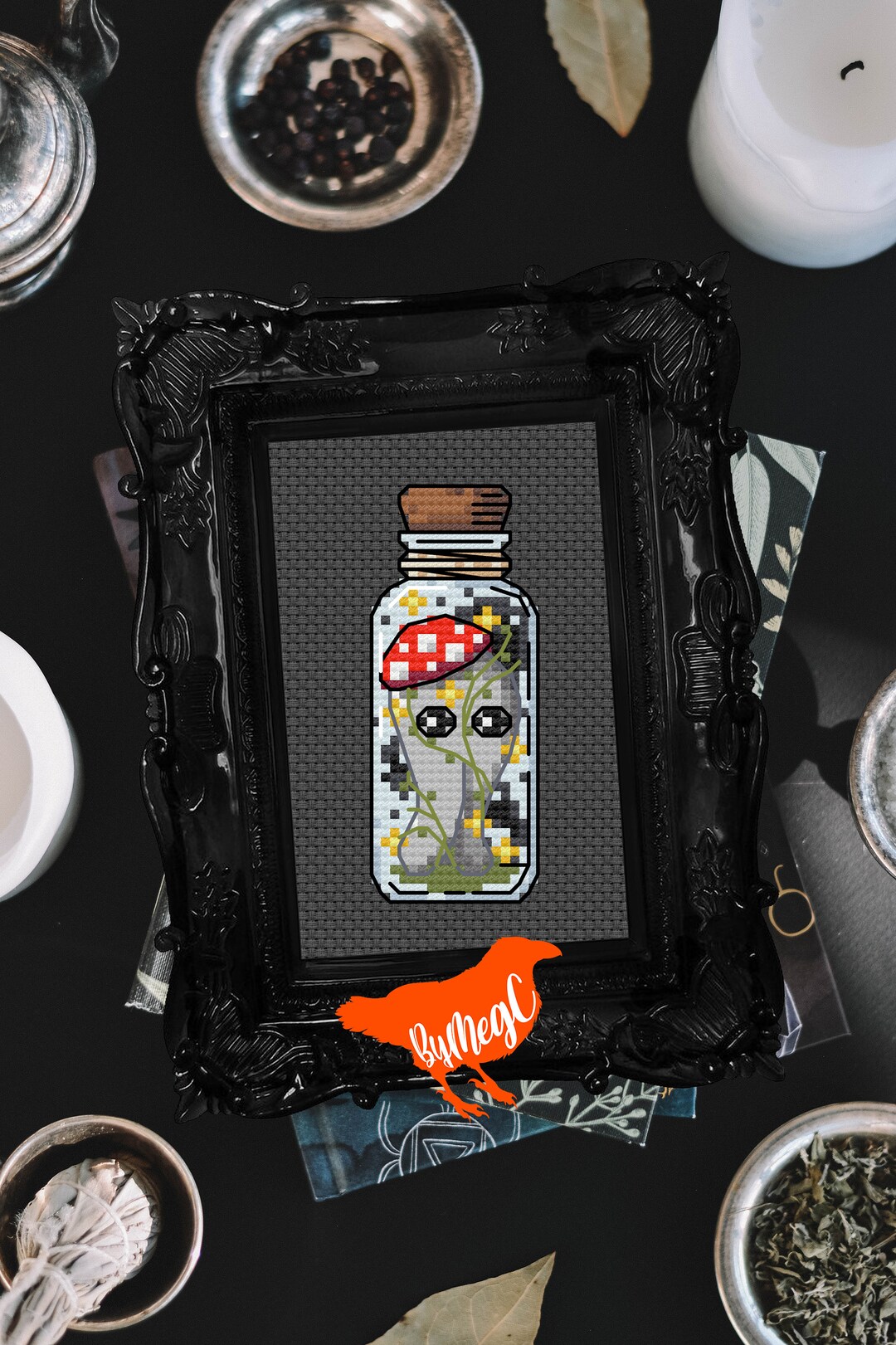 Digital PDF Cross Stitch Pattern, Tiny Nightcrawler in a Bottle Counted ...