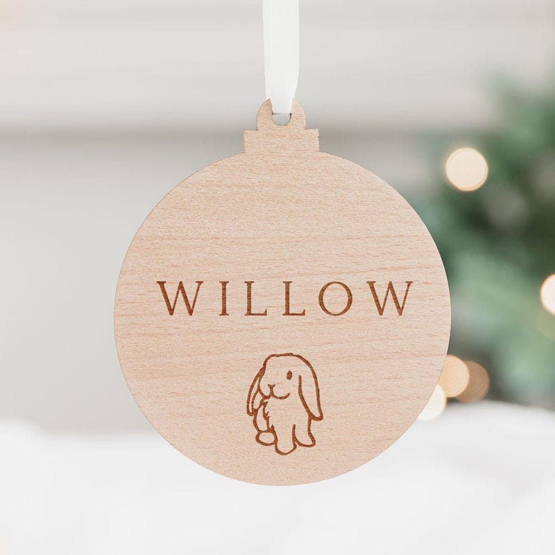 Wooden Rabbit Baubles - Etsy UK