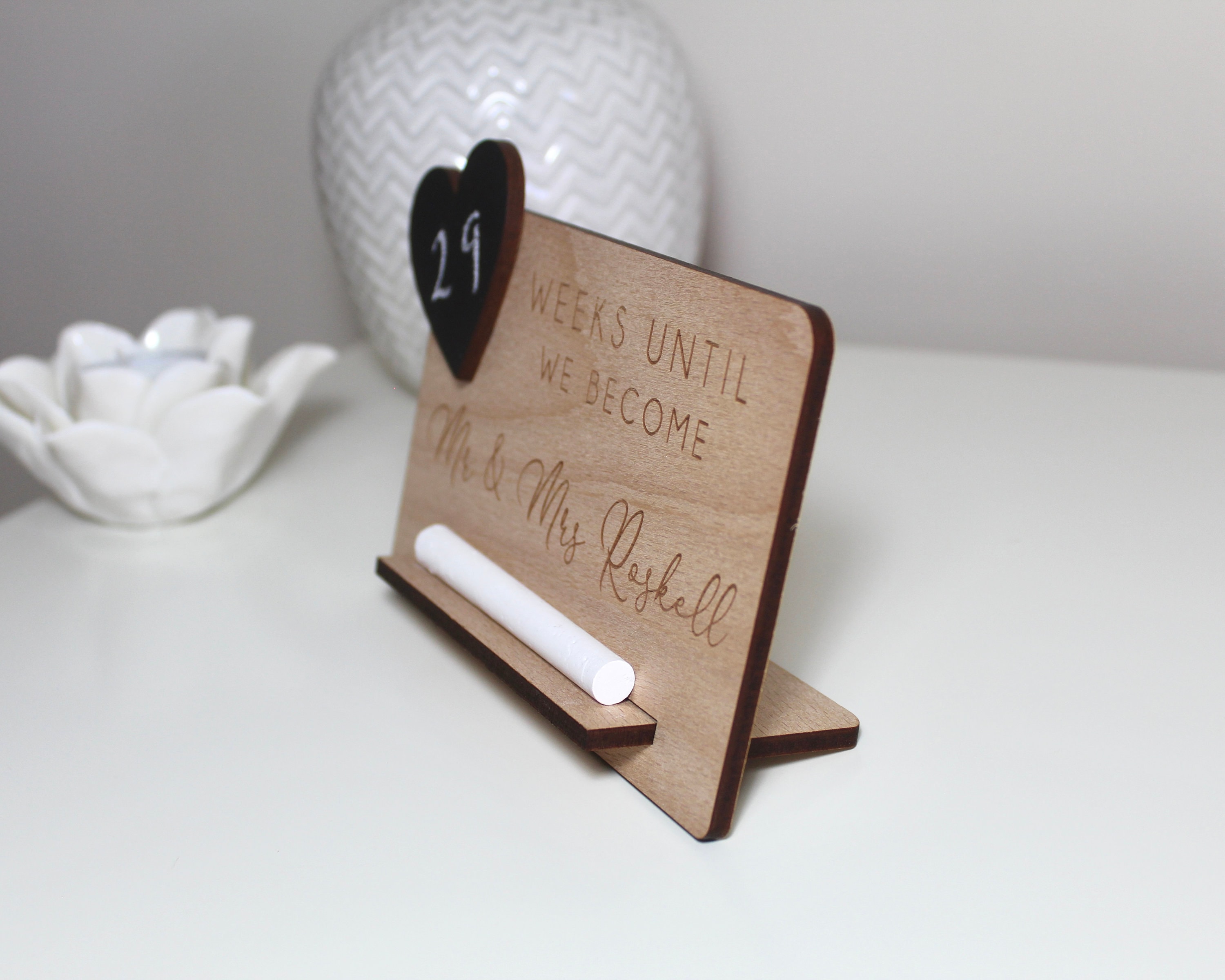 Personalised Wedding Countdown Plaque Engraved Chalk Plaque | Etsy