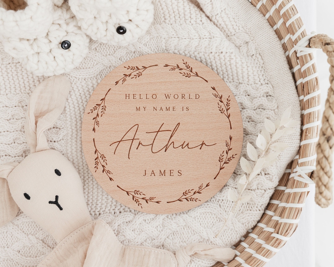 Baby Name Sign | Hello World My Name is Sign L Engraved Baby Name ...