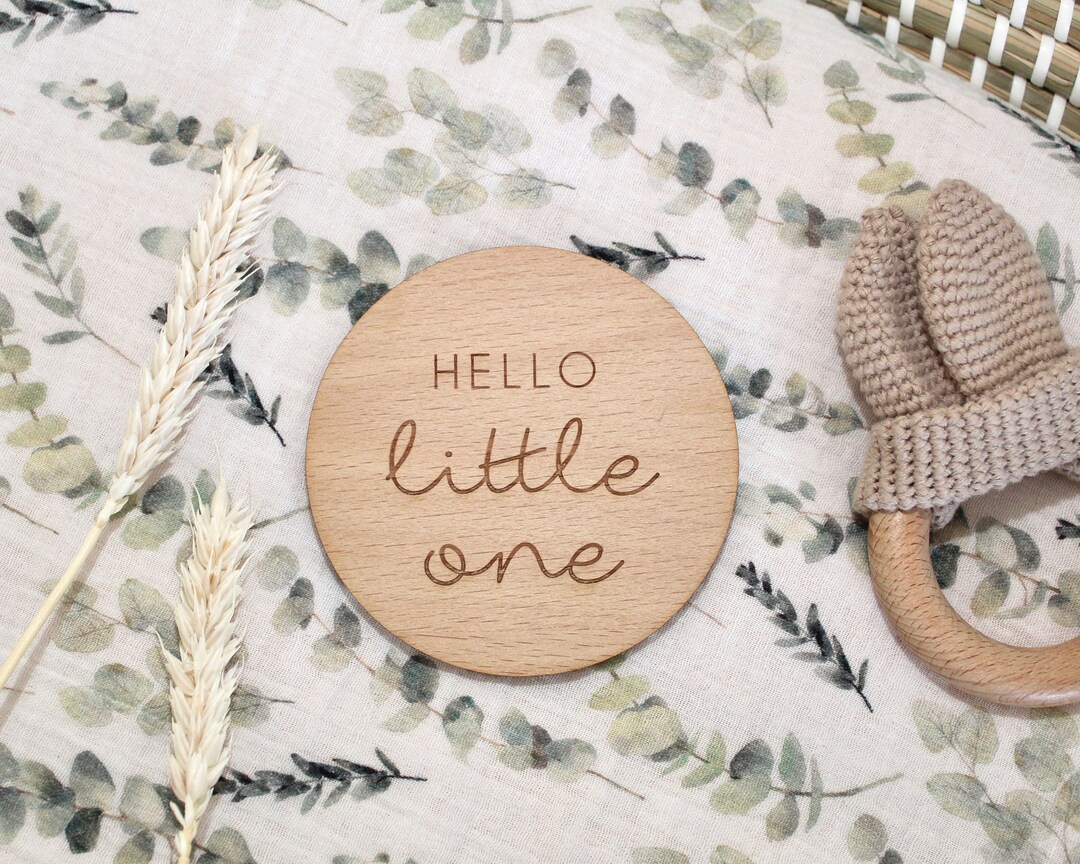 Baby Arrival Sign Hello Little One Hello World My Name is L Engraved ...