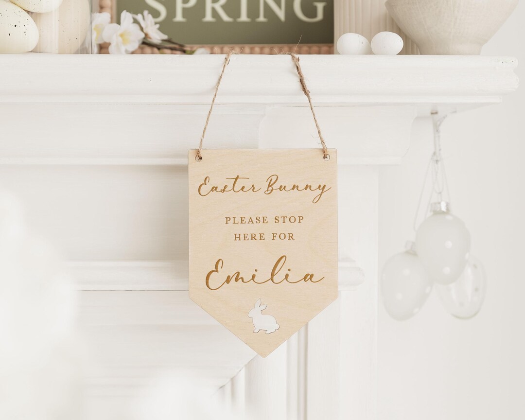 Easter Bunny Stop Here Sign | Easter Decoration | Wooden Baby Easter ...