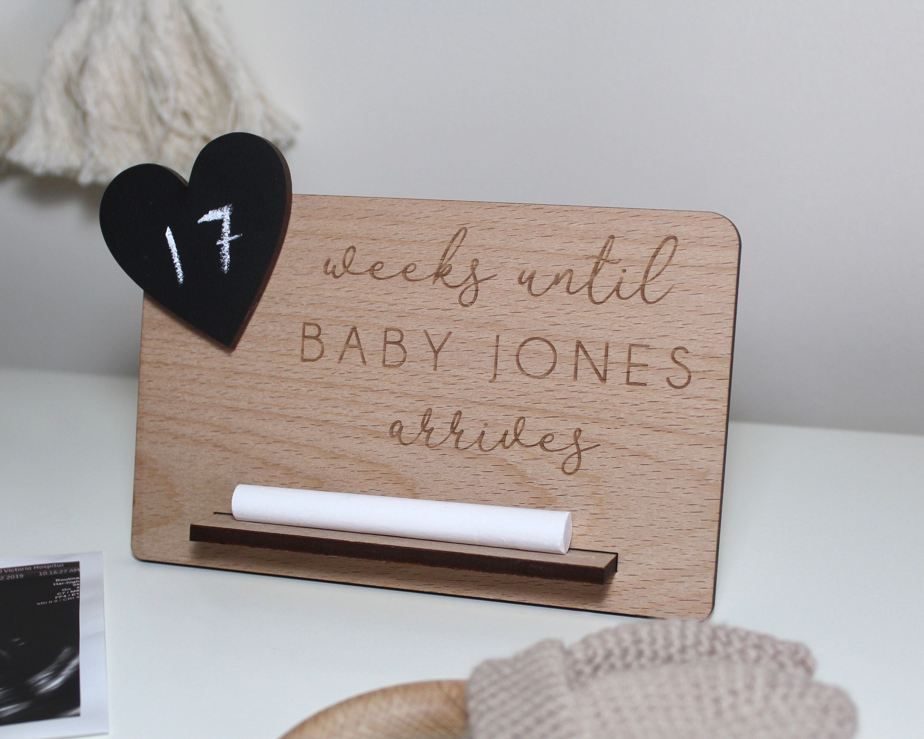Personalised Baby Arrival Countdown Plaque Engraved Chalk | Etsy