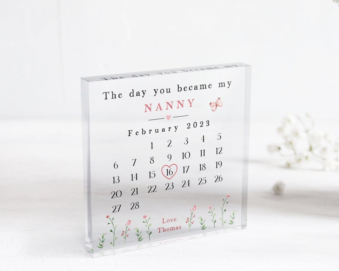 Gift for Nana | the Day You Became My Nanny Acrylic Keepsake Block With ...