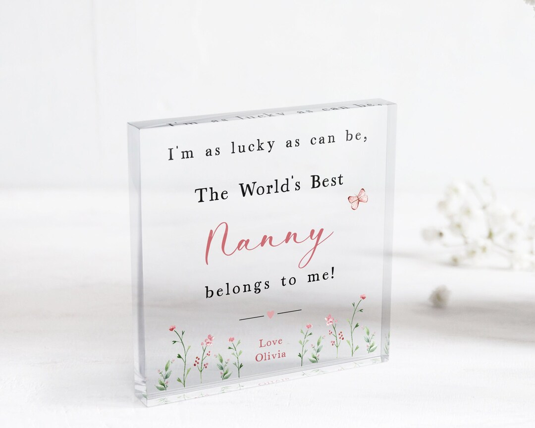 Worlds Best Nana Gift | Worlds Best Nanny Acrylic Keepsake Block & Gift ...
