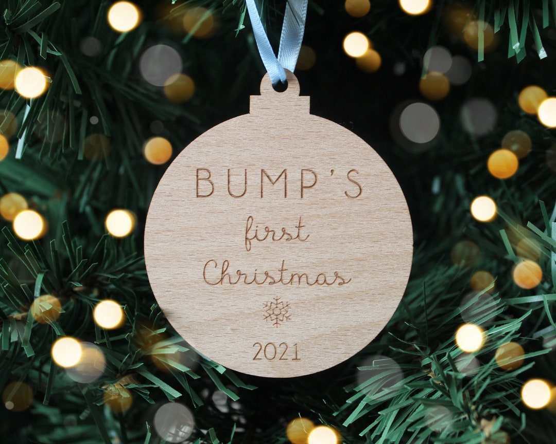 Personalised Bump's First Christmas Tree Bauble Wood Christmas ...