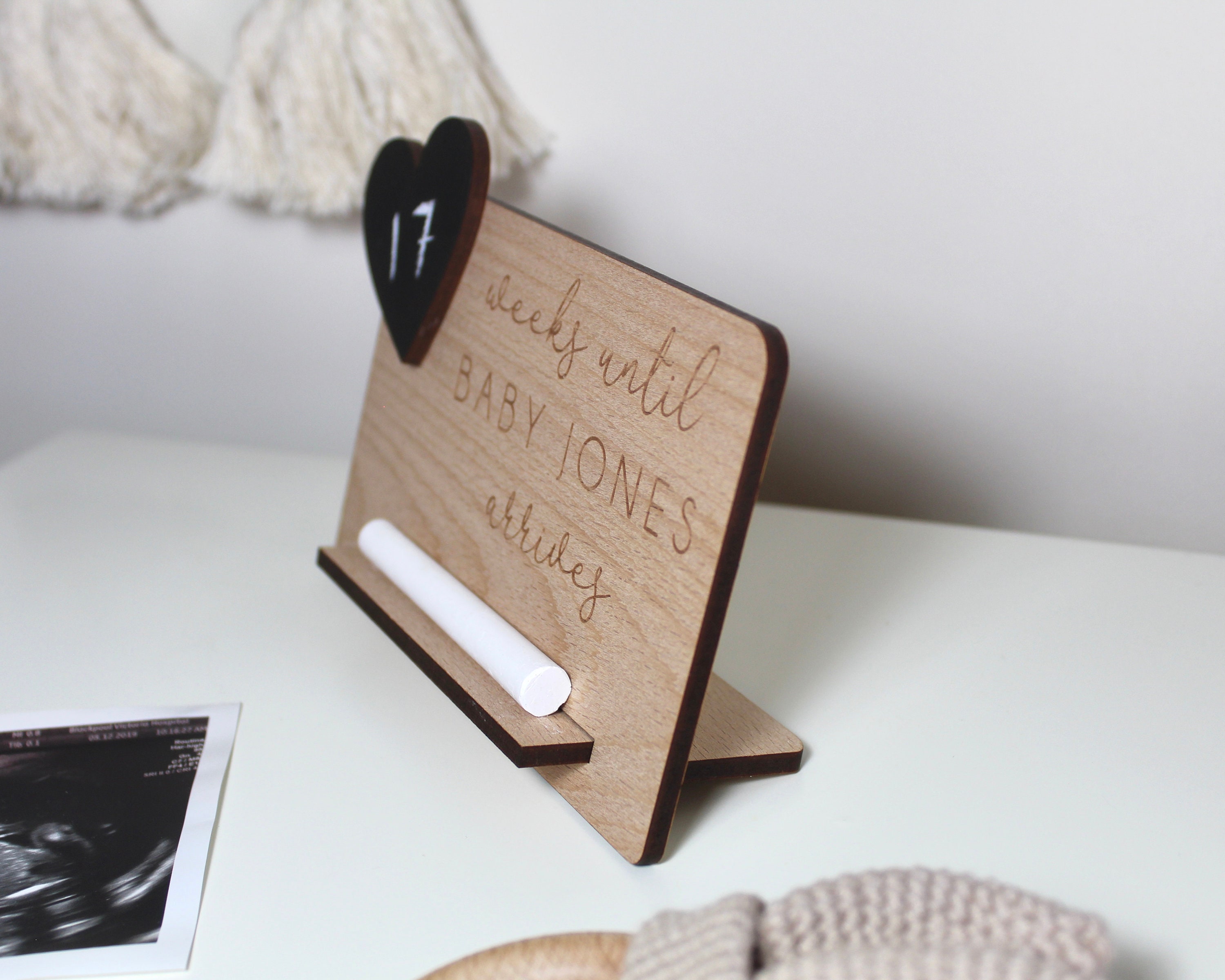 Personalised Baby Arrival Countdown Plaque Engraved Chalk | Etsy