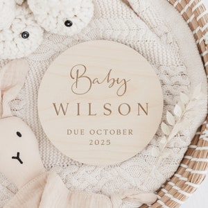 Personalised Pregnancy Announcement Sign | Wooden Due Date Plaque L ...