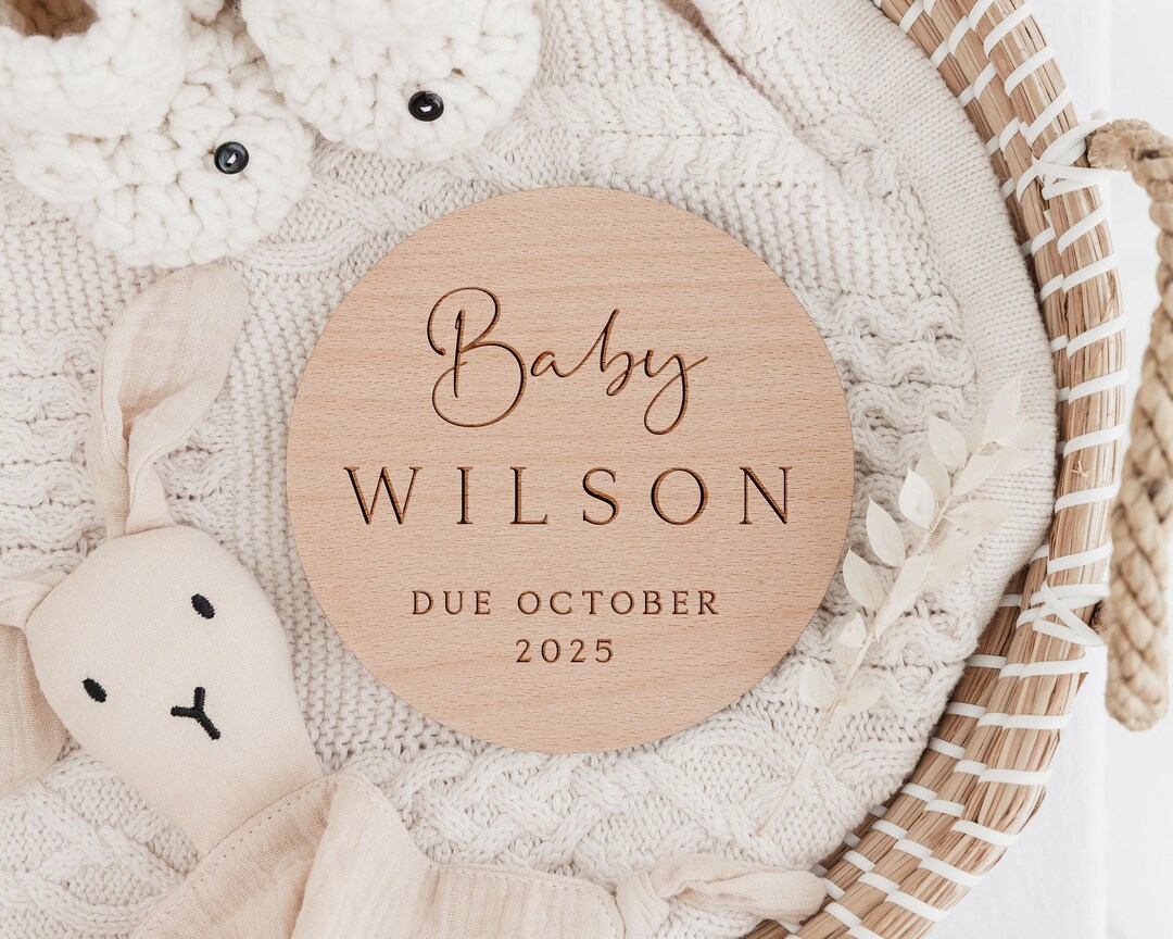 Personalised Pregnancy Announcement Sign Wooden Due Date Plaque L Baby ...