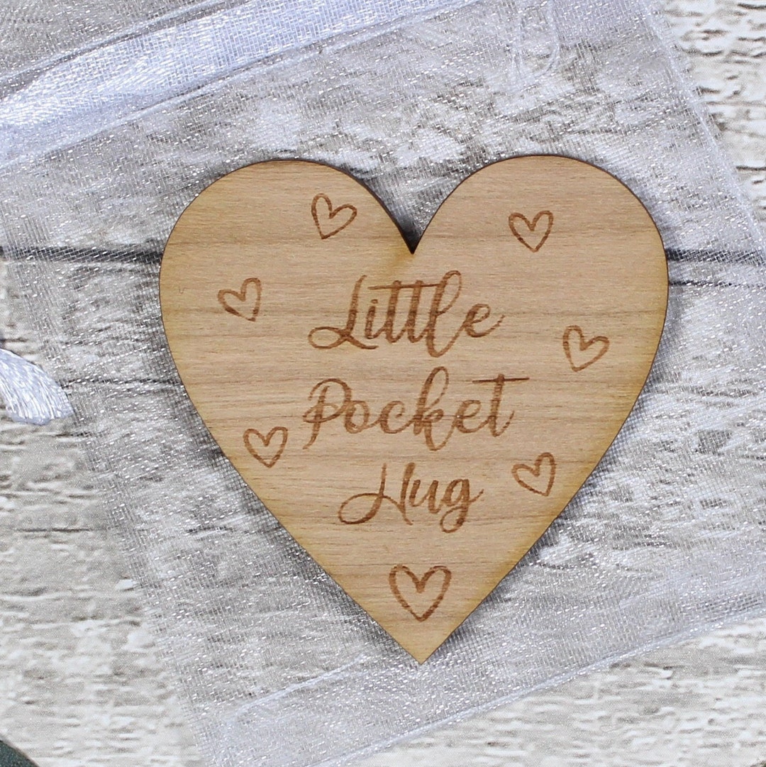 Little Pocket Hug Wooden Heart Token Isolation Gift - Etsy
