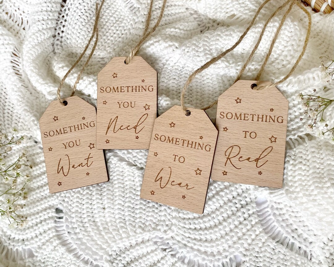 Something You Want Need Wear Read Christmas Gift Tag Set Wooden Gift ...