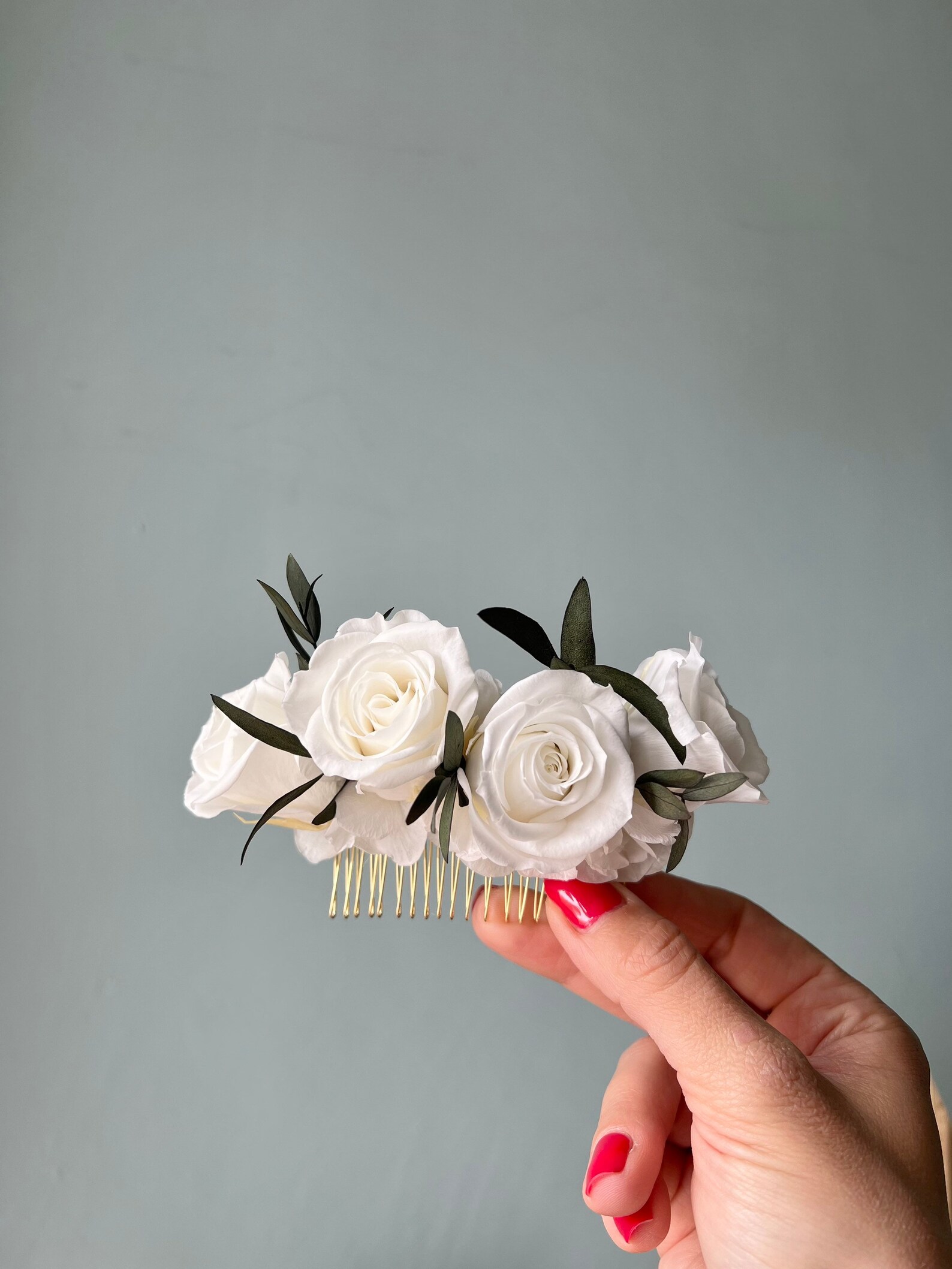 Boho White Rose and Eucalyptus Wedding Hair Comb White and - Etsy