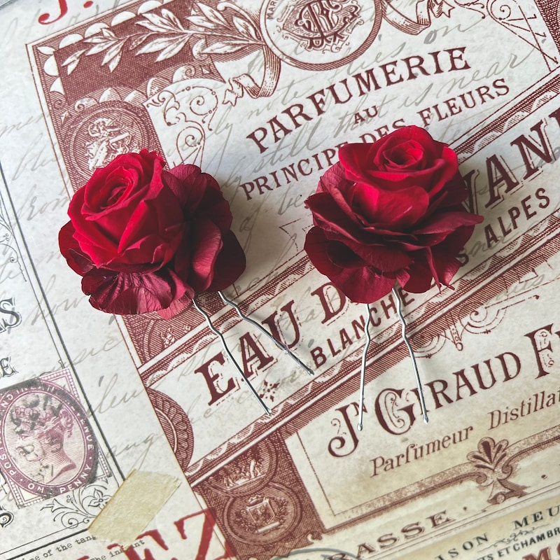 Red Rose Hair Pin - Etsy