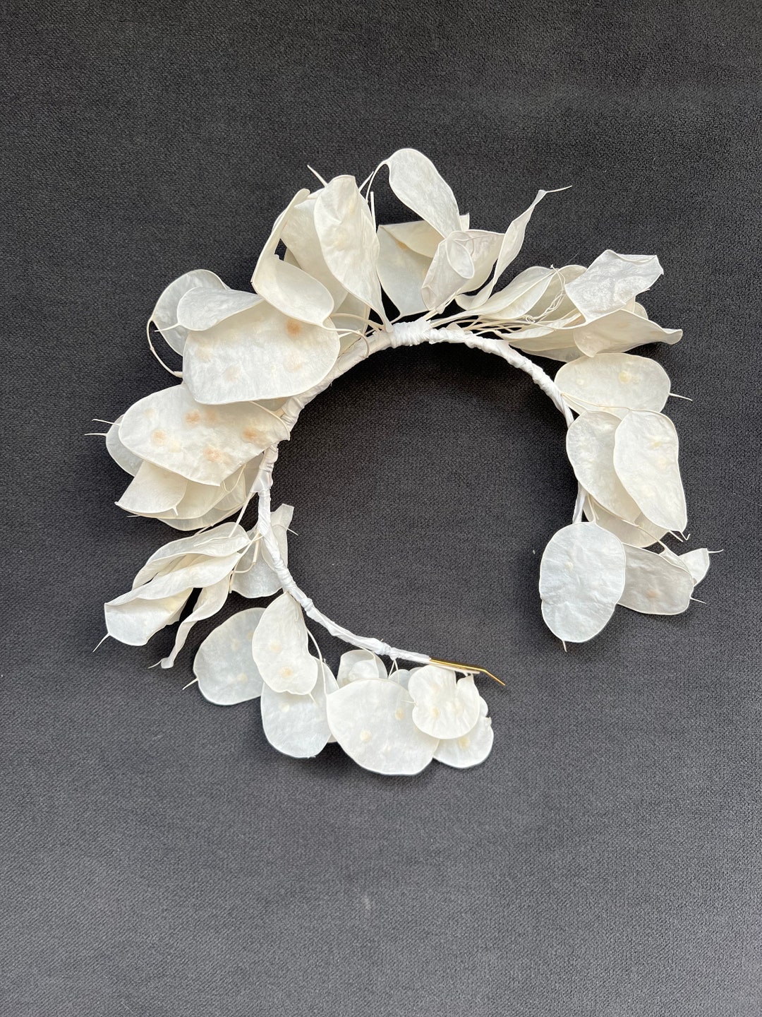 Preserved Lunaria Headpiece, Dried Lunaria Bridal Headdress, White ...
