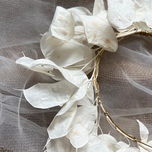 Preserved Lunaria Headpiece, Dried Lunaria Bridal Headdress, White ...