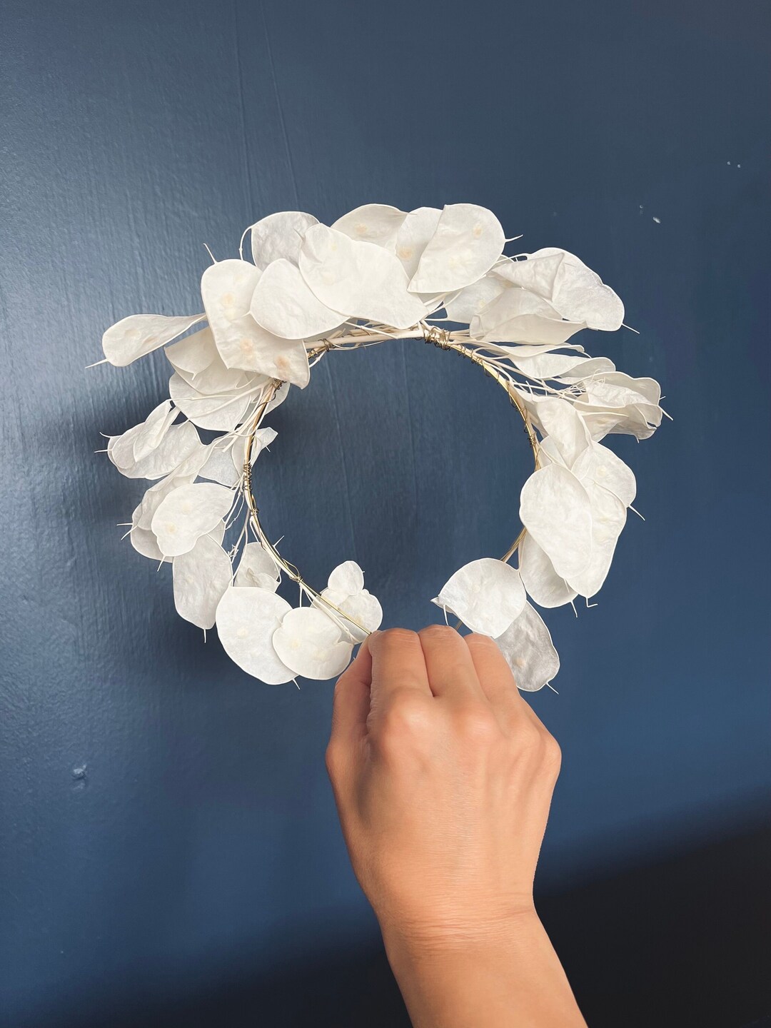 Preserved Lunaria Headpiece, Dried Lunaria Bridal Headdress, White ...