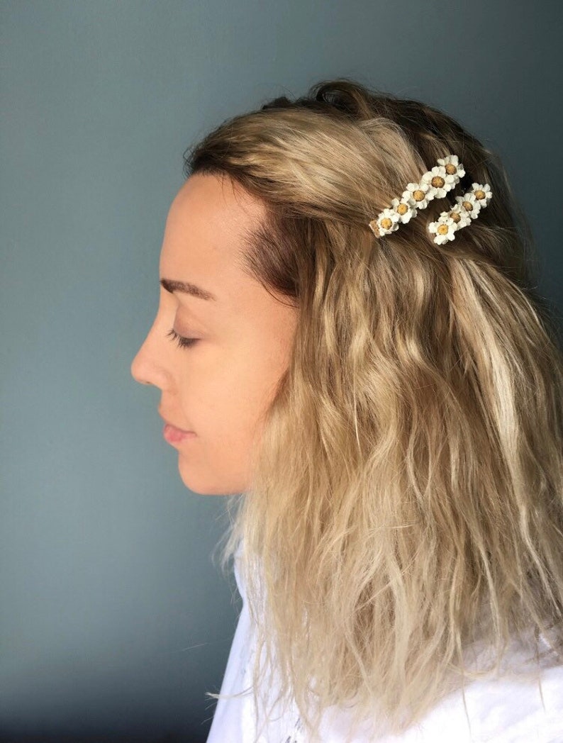 Dried Daisy Hair Clips UK Dry Flower Barrette Bridal Boho | Etsy