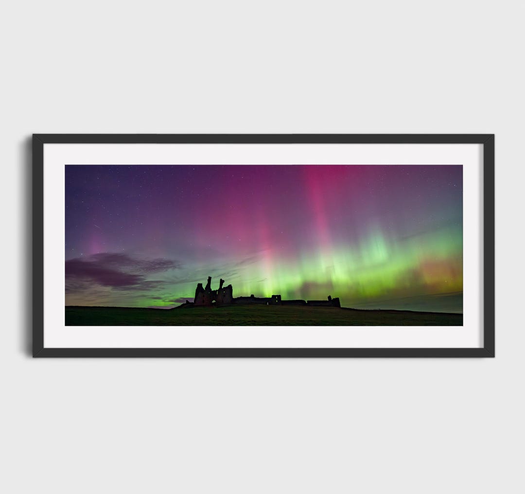Northern Lights Dunstanburgh Castle Framed Print: North East Panoramic ...