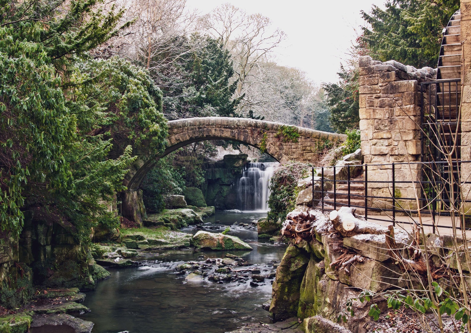 Jesmond Dene Waterfall and Bridge Print, Newcastle Upon Tyne. - Etsy UK