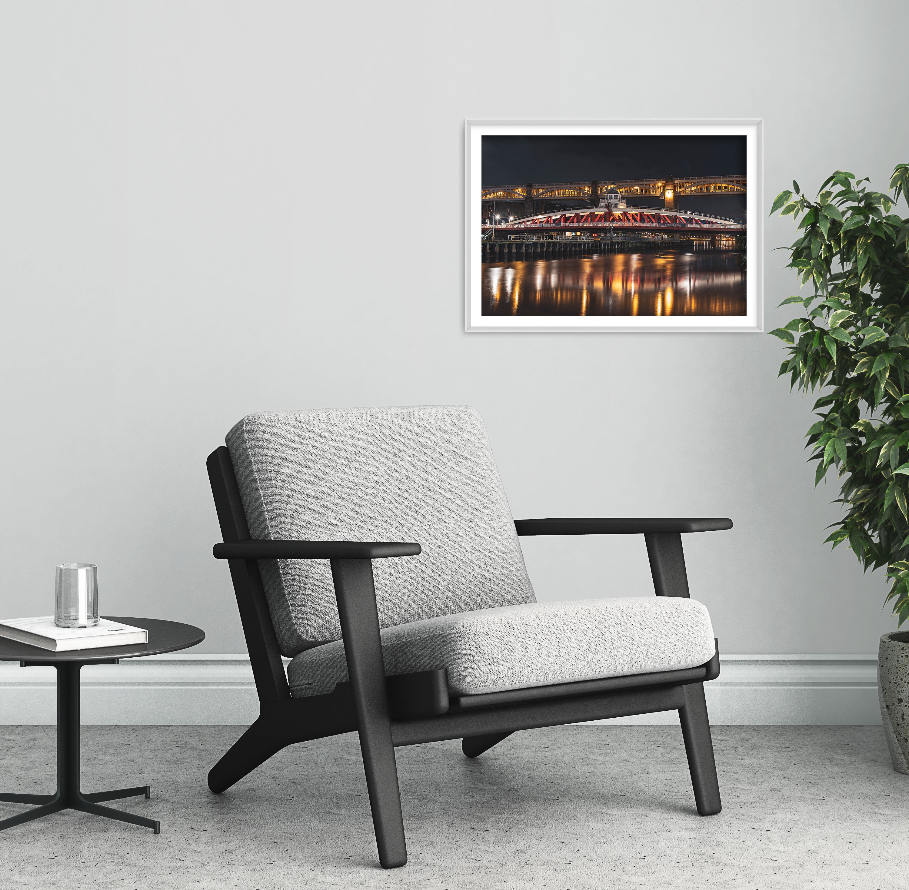 High Level & Swing Bridge at Night Print. Crossing the River - Etsy UK