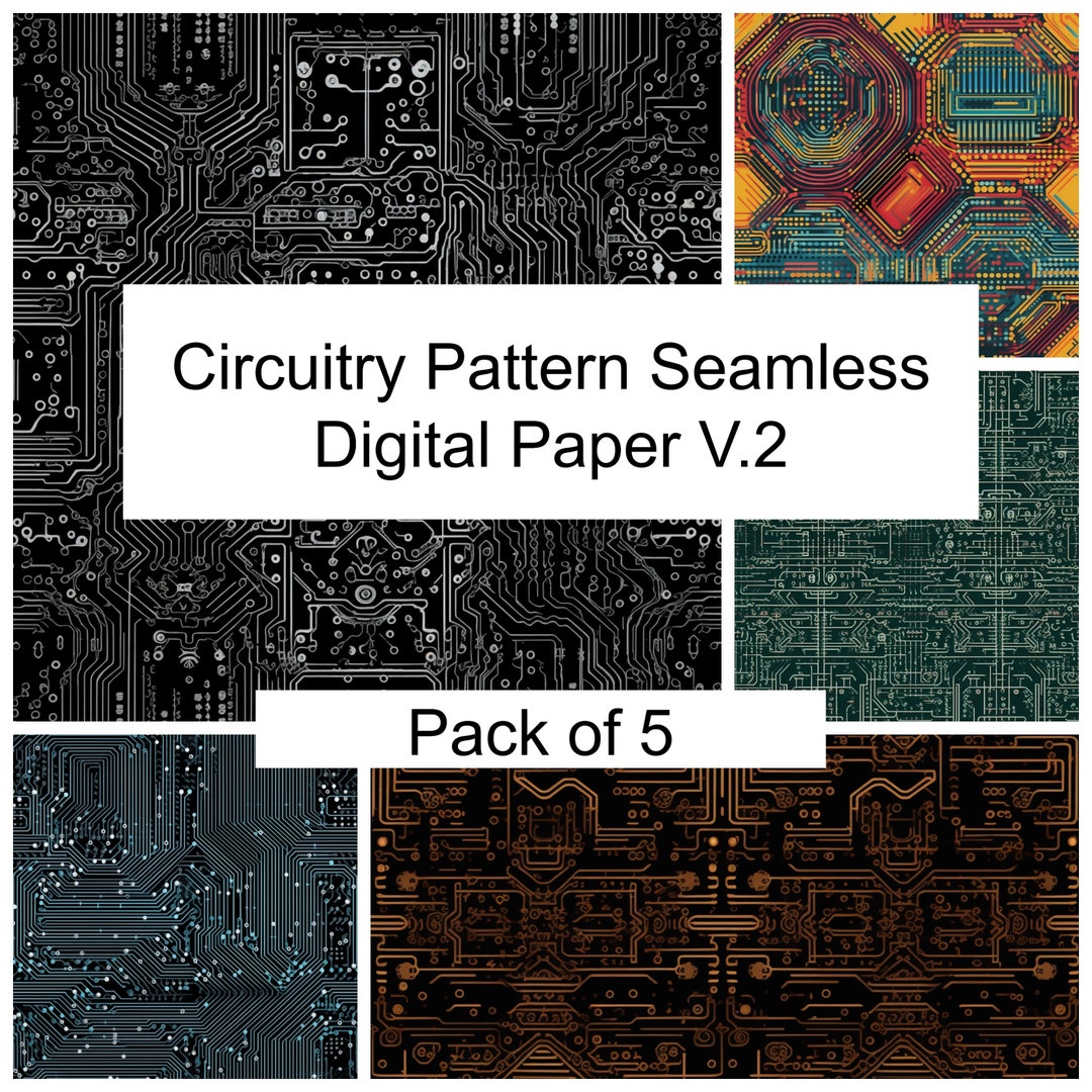 Circuitry Pattern Seamless Digital Paper Vol.2 Pack of 5 - Etsy
