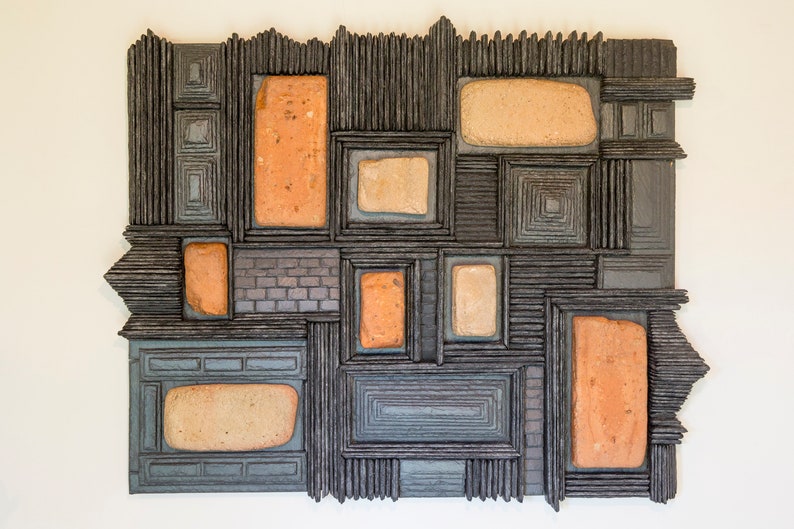 Brick and Slate Relief Sculpture Wall Hung Relief Sculpture Wall ...