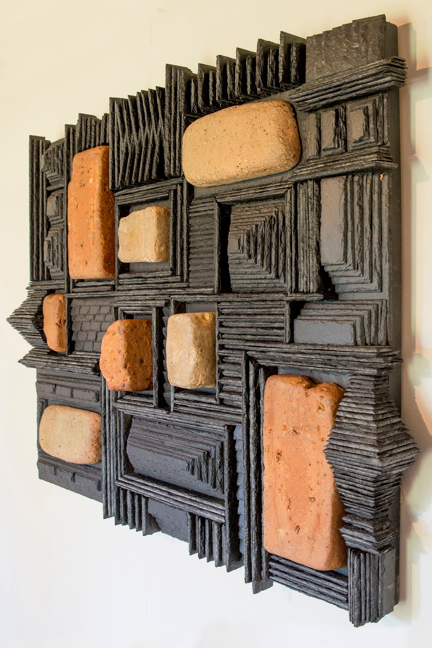 Brick and Slate Relief Sculpture Wall Hung Relief Sculpture Wall ...