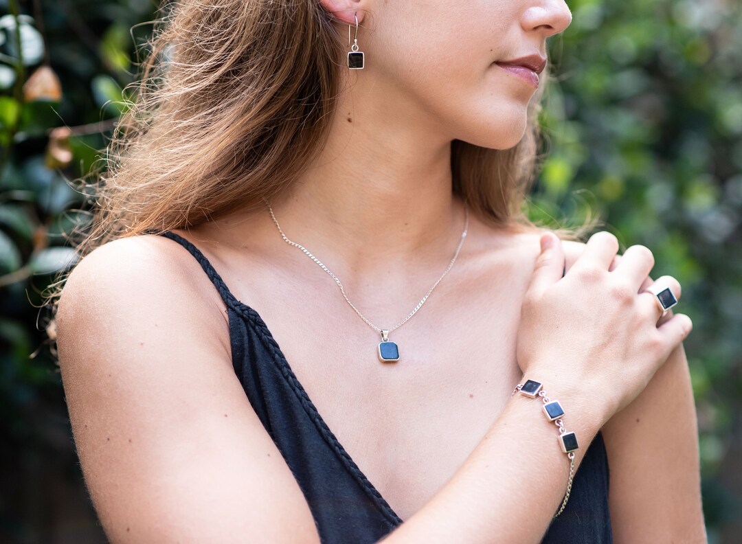 Elegant Handmade Black Jade With Sterling Silver 925 Jewelry Set - Etsy