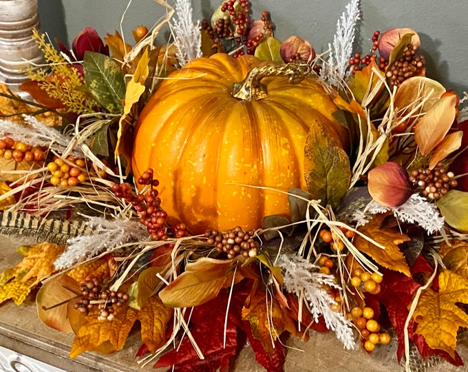 Pumpkin Table Centerpiece, Fall Decoration, Thanksgiving Table Decoration, Fall Table Decor ...