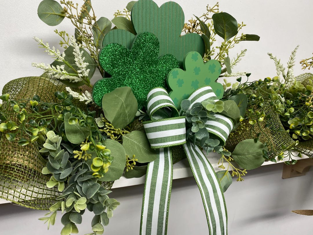 St Patrick's Day Garland Decor, Shamrock and Mix Greenery Custom ...