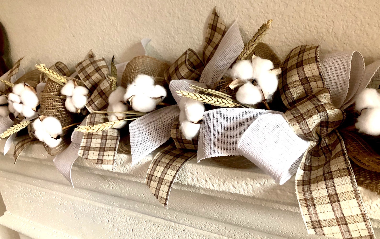 Farmhouse Cotton Decor Fall Garland Cotton Decor | Etsy