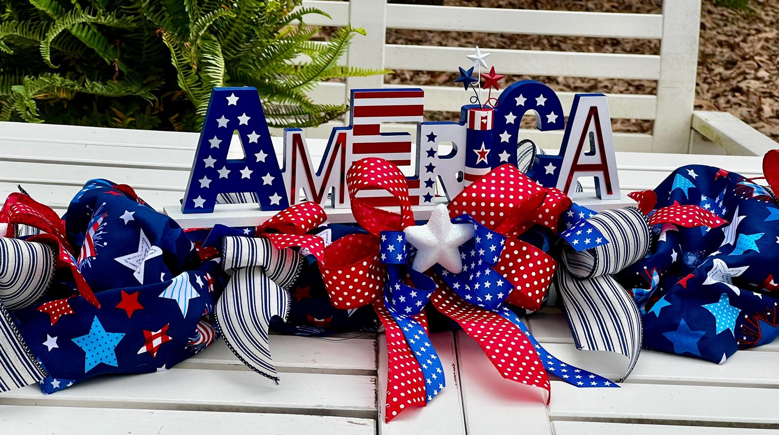 Patriotic Garland: July 4th, Memorial Day Table Centerpiece (2ft-8ft ...