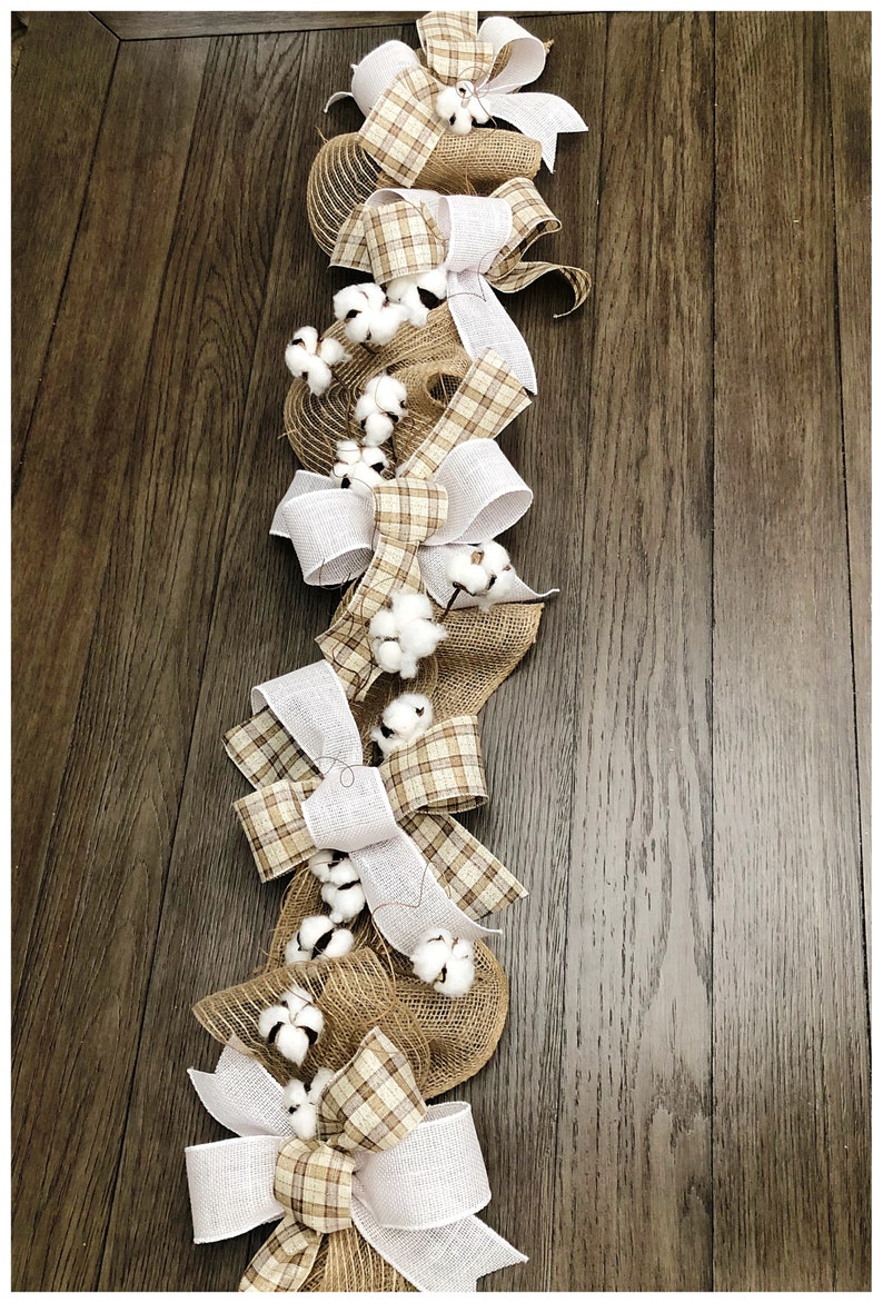 Farmhouse Cotton Decor Fall Garland Cotton Decor | Etsy