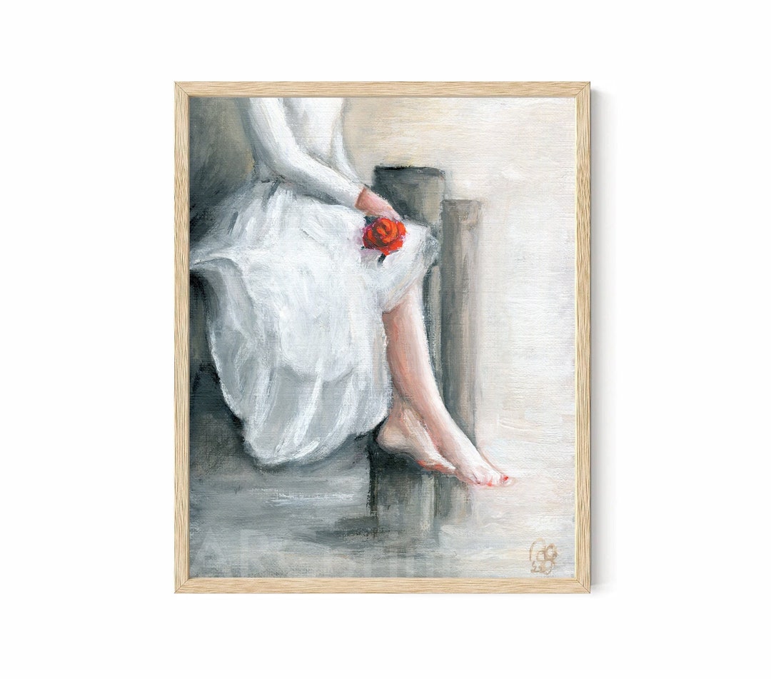 Idle Rose Woman Feet Idyllic Art Painting Texture Giclée Art Print - Etsy