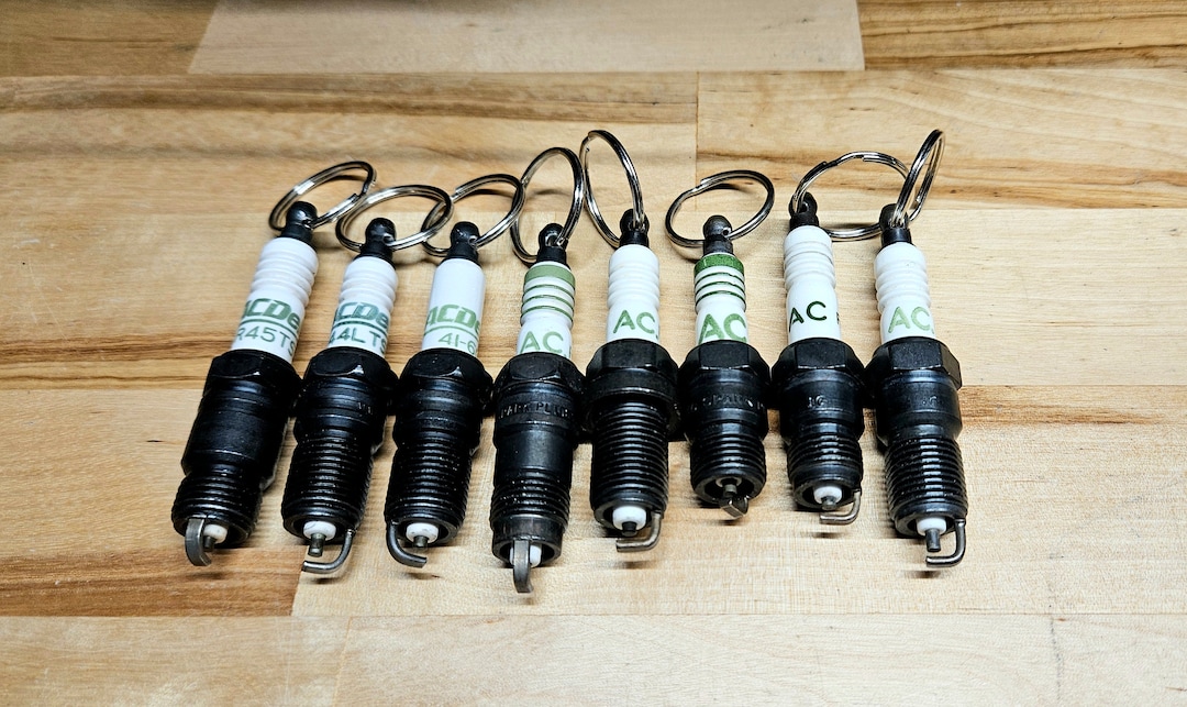 Handmade Vintage AC Delco Spark Plug Keychain - Party Favor Gift for ...