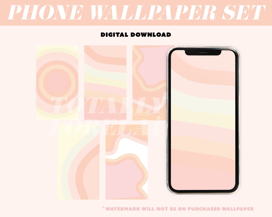 Retro Peach / Phone Wallpaper / Digital Download / Phone Background ...