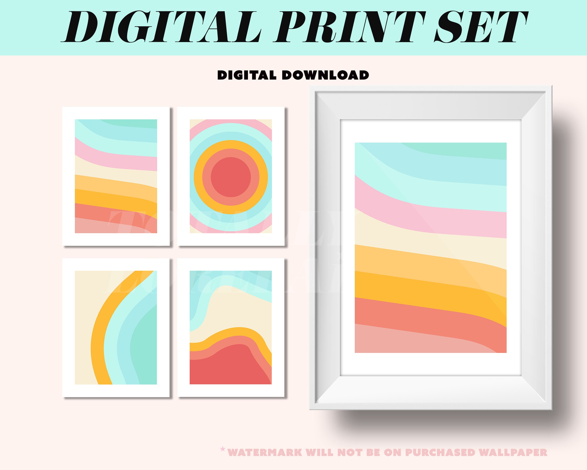 Retro Rainbow Print / Digital Download / Art Prints / Wall Art - Etsy