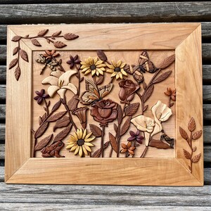 Intarsia Wood Art-butterfly Garden - Etsy