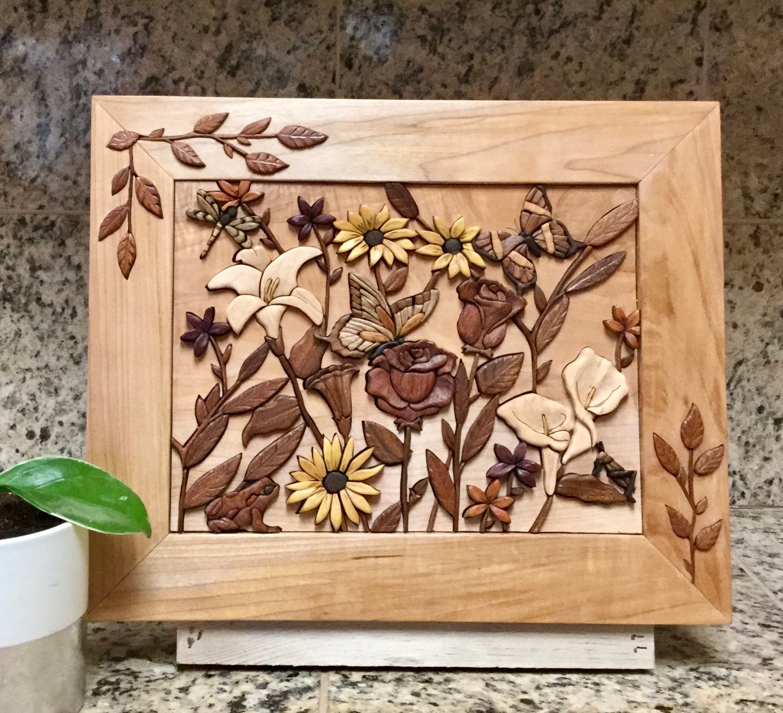 Intarsia Wood Art-butterfly Garden - Etsy