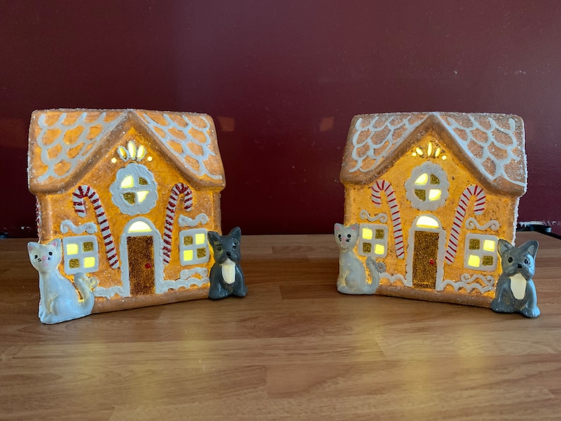 Ceramic Gingerbread House (light Up) / Gingerbread - Etsy
