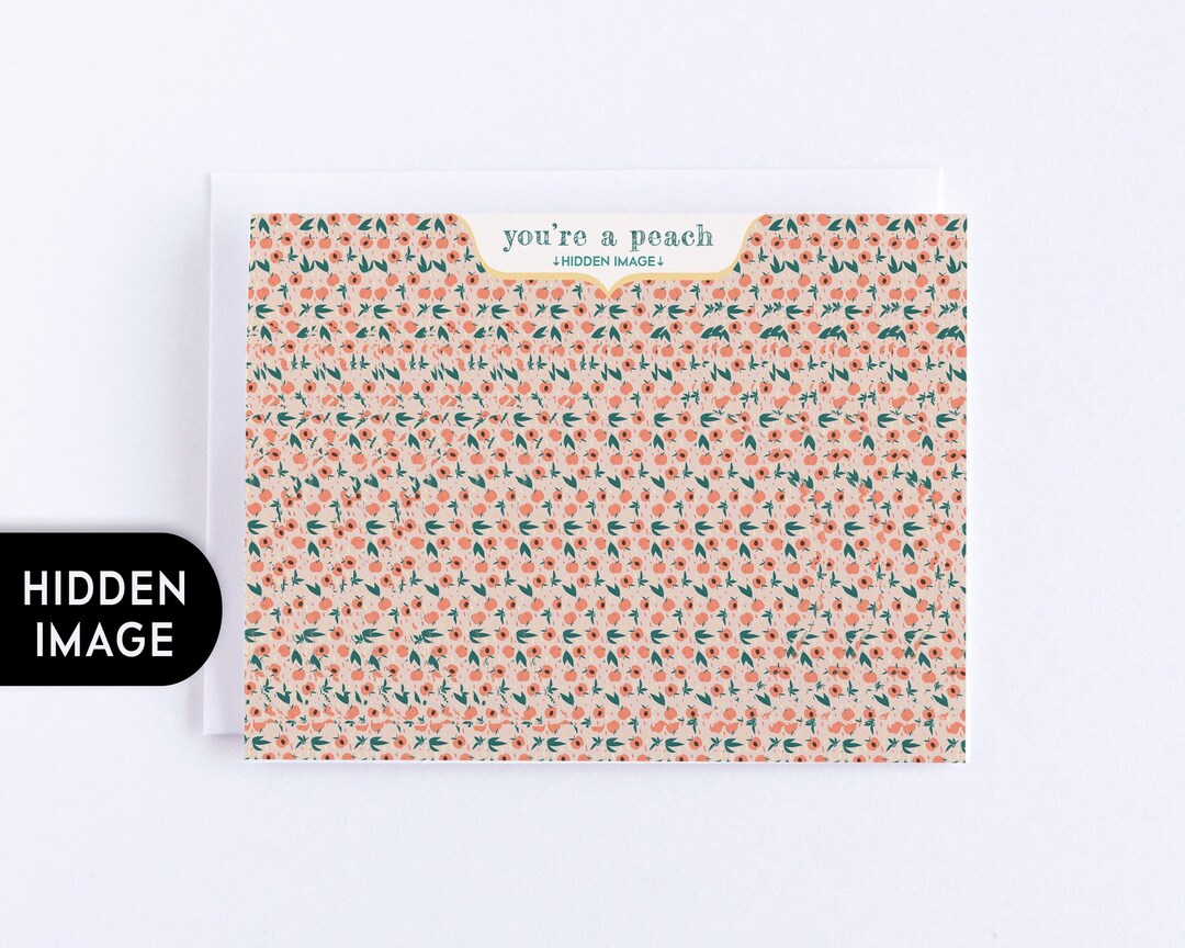 You're A Peach Hidden Image Card - Etsy