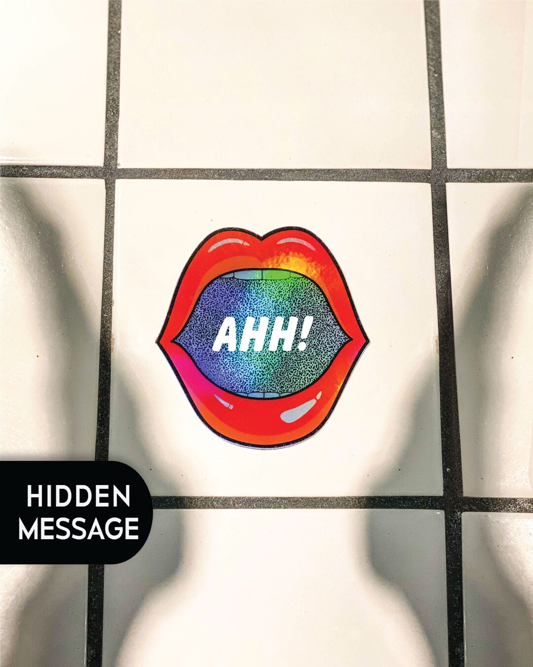 Screaming Lips Holographic Sticker, Hidden Message - Etsy Sweden