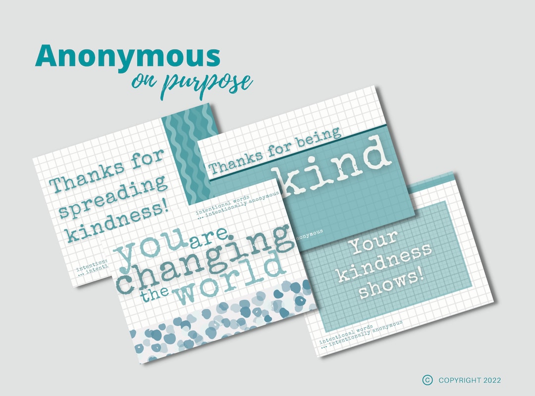 KINDNESS Note Cards Encourage Those Who Demonstrate Kindness, Set of 8 ...