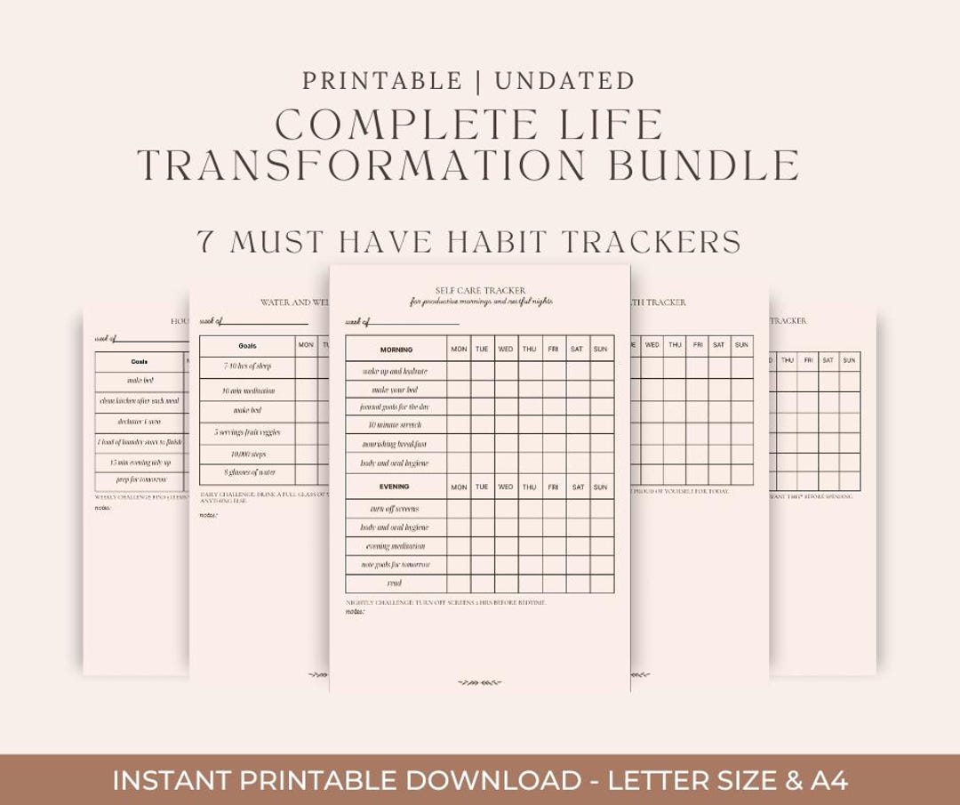 Complete LIFE TRANSFORMATION BUNDLE - 7 Weekly Habit Trackers - Etsy