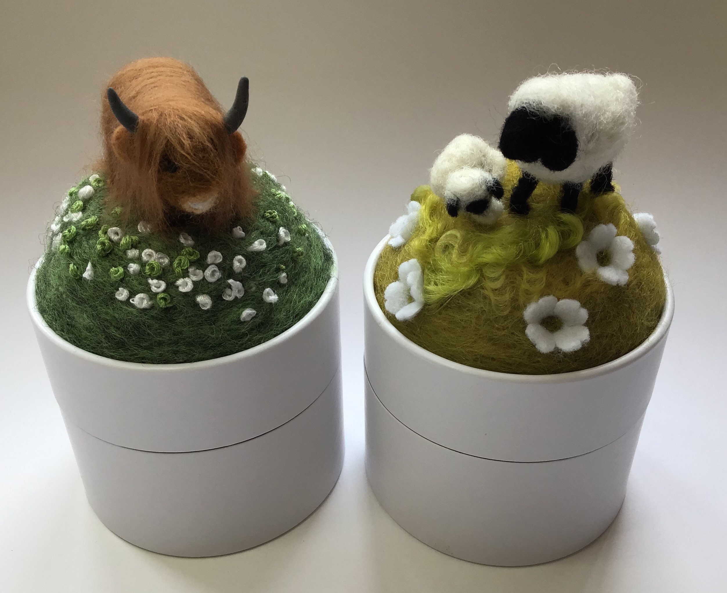 Needle Felting Sheep & Highland Cow Pin Cushion Box Kits - Etsy
